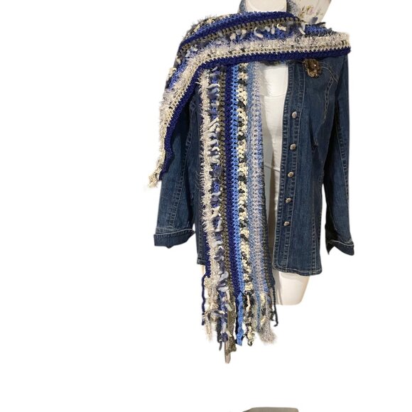 Hand Crafted | Accessories | Handmade Gypsy Bohemian Boho Scarf Blues ...